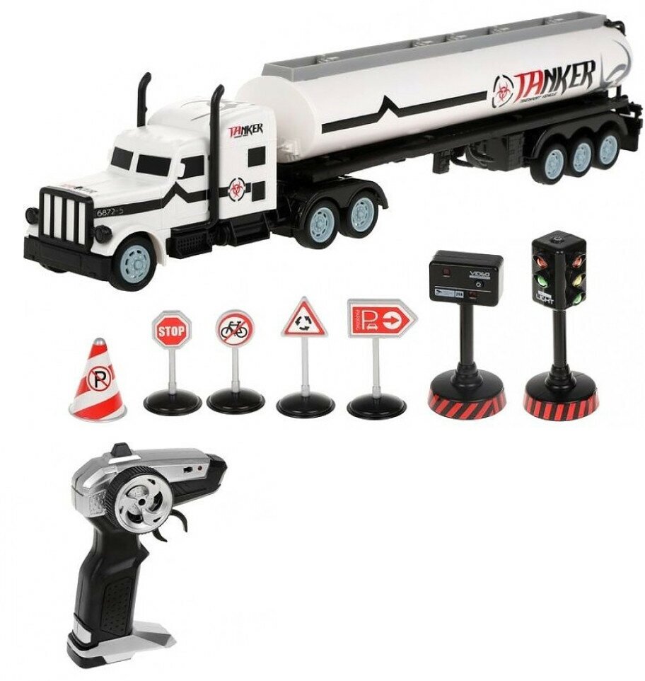 Радиоуправляемый грузовик цистерна и набор дорожных знаков (2WD, акб, 1:16) - GM1936