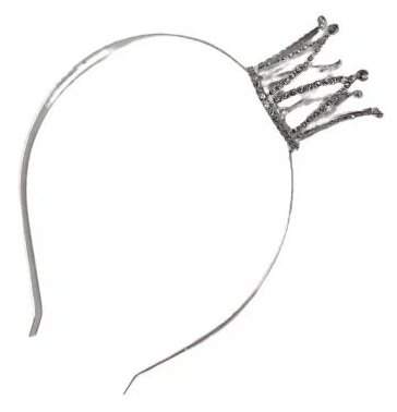 Ободок СмехТорг "Корона" со стразами, серебристый, для девочек