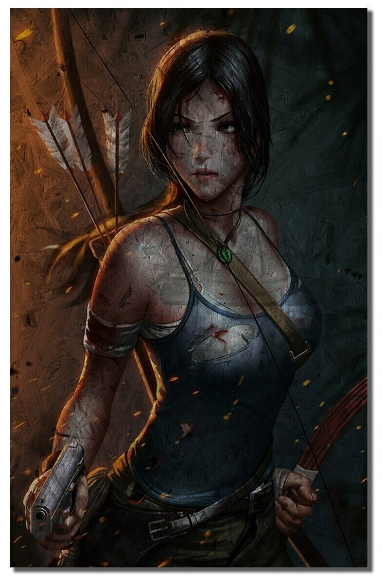 Картина интерьерная на рельефной доске, рисунок игра Tomb Raider Lara Croft Лара Крофт Расхетительница гробниц - 6579 В