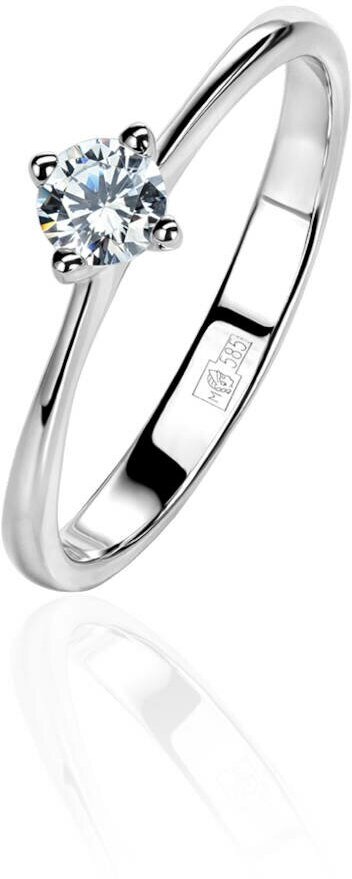 Кольцо помолвочное, белое золото, 585 проба, родирование, фианит