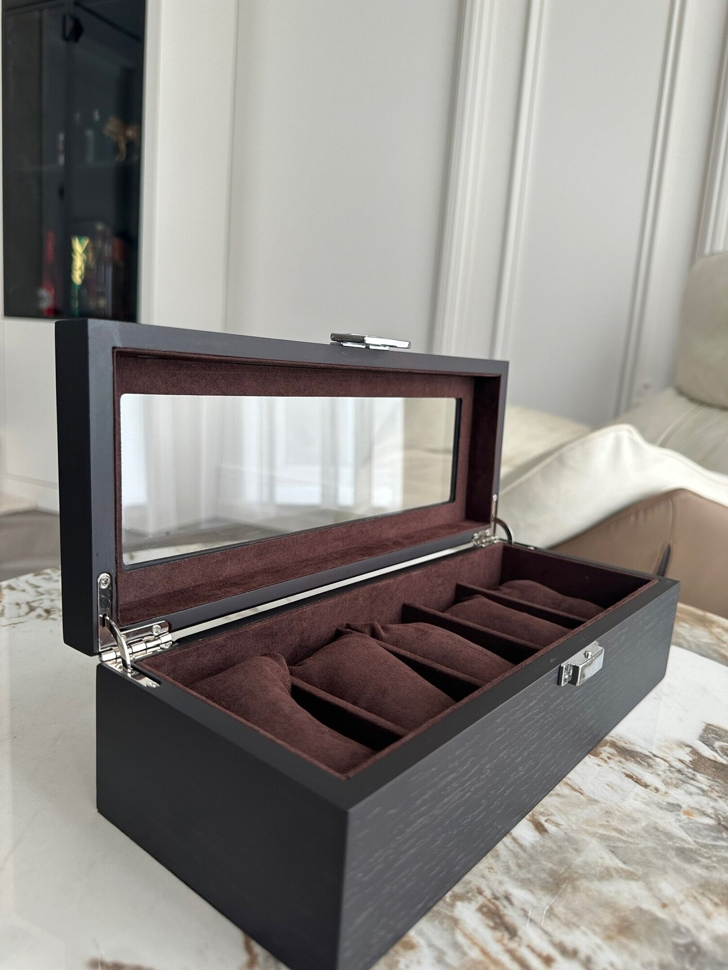 Шкатулка для хранения 5-ти часов деревянная