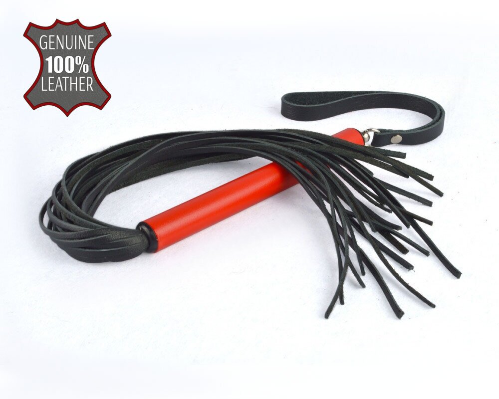 Плеть MIX 47см (кожа) красный/черный