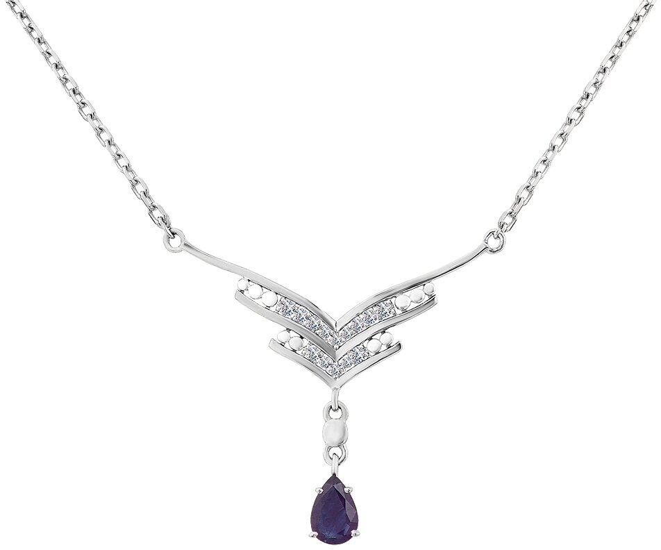 Колье, белое золото, 585 проба, сапфир, бриллиант