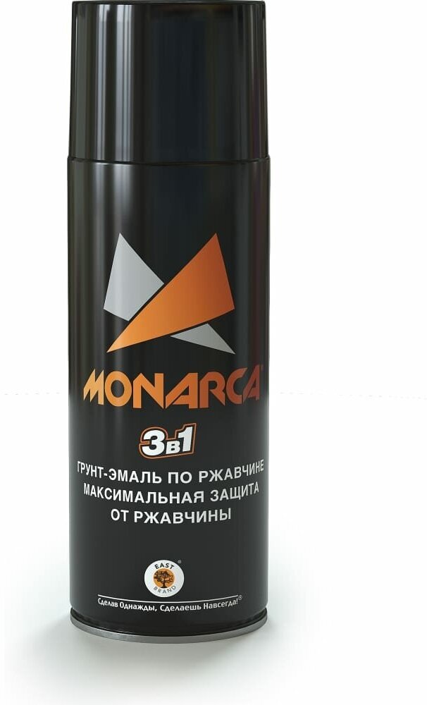 Аэрозольная грунт-эмаль Monarca по ржавчине RAL9005 Черный Глянцевый 89005, деревянный