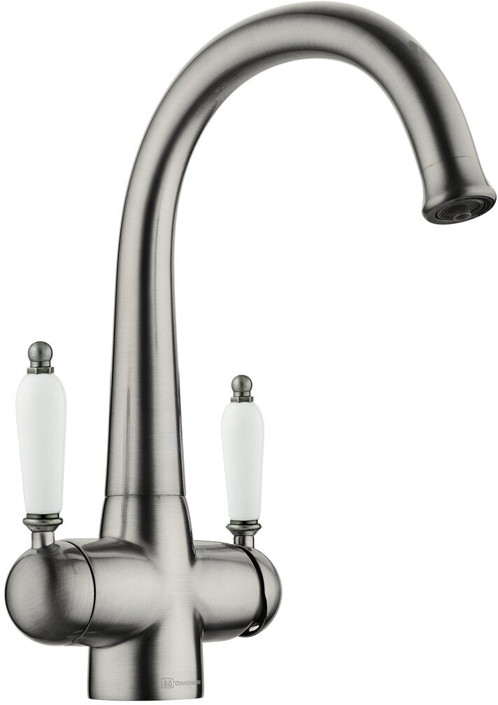 Смеситель для кухни OMOIKIRI Okinawa-2-SI с подключением фильтра /античное серебро