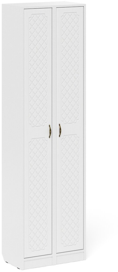 Два пенала для прихожей серии П-6, цвет белая шагрень/фасады МДФ белое дерево фрезеровка ромб, ШхГхВ 60х35х210 см.