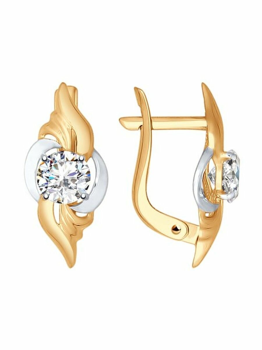 Серьги, красное золото, 375 проба, фианит