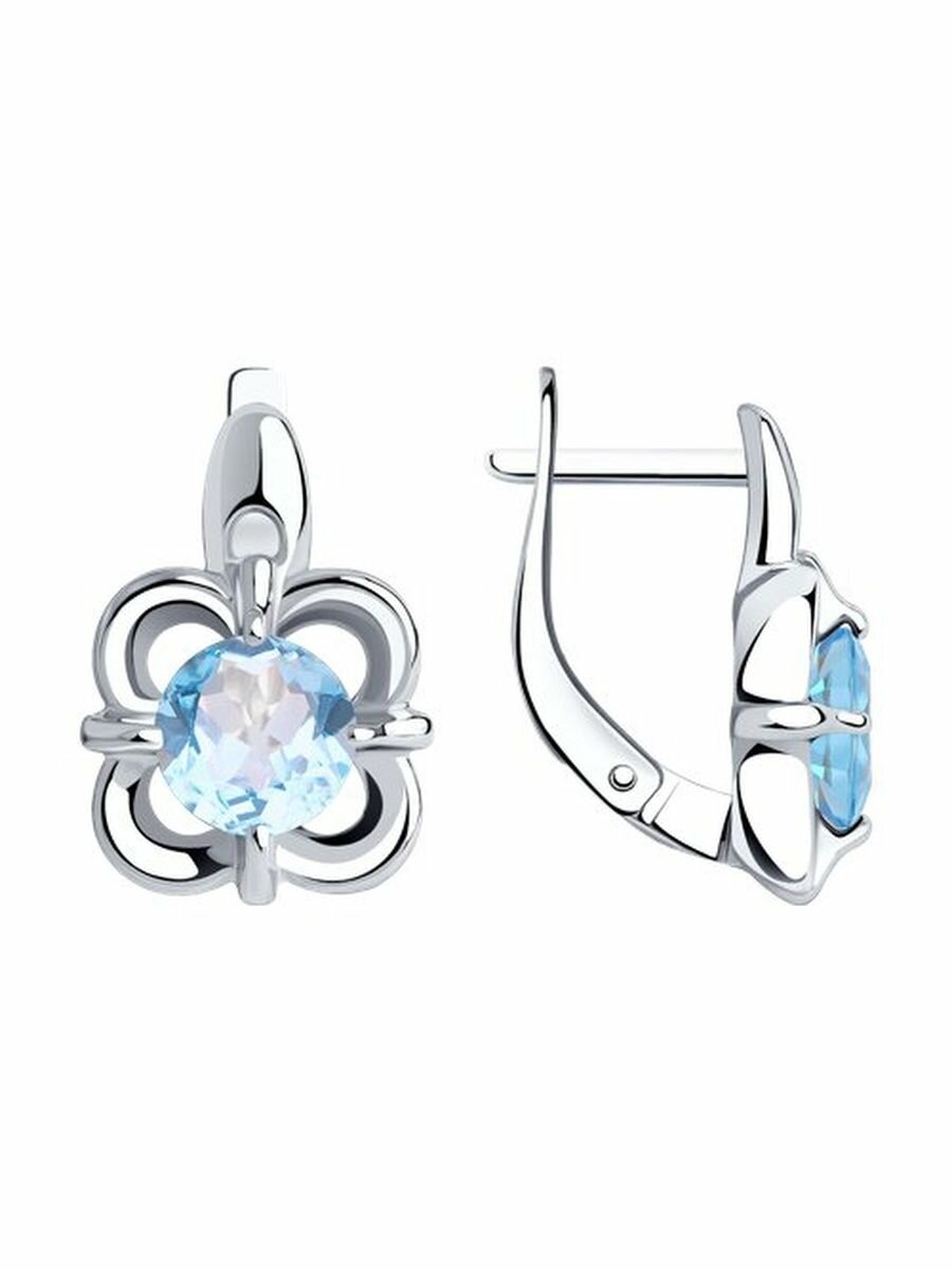 Серьги, серебро, 925 проба, родирование, топаз