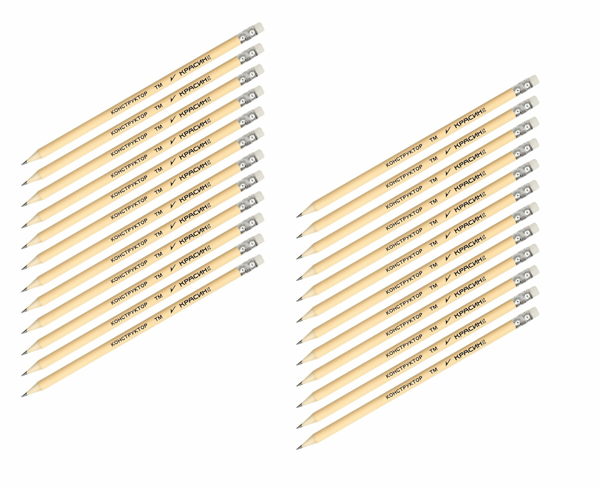 Набор 24 шт. - Карандаш ч/г Красин "Конструктор" ТМ (HB) круглый, заточен, с ластиком
