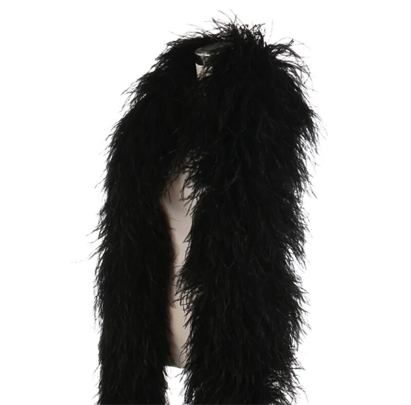 Розовые боа из страусиных перьев 4, 6, 8, 10, 20 слоев 2 м Черный, 4ply 2Meters, черный