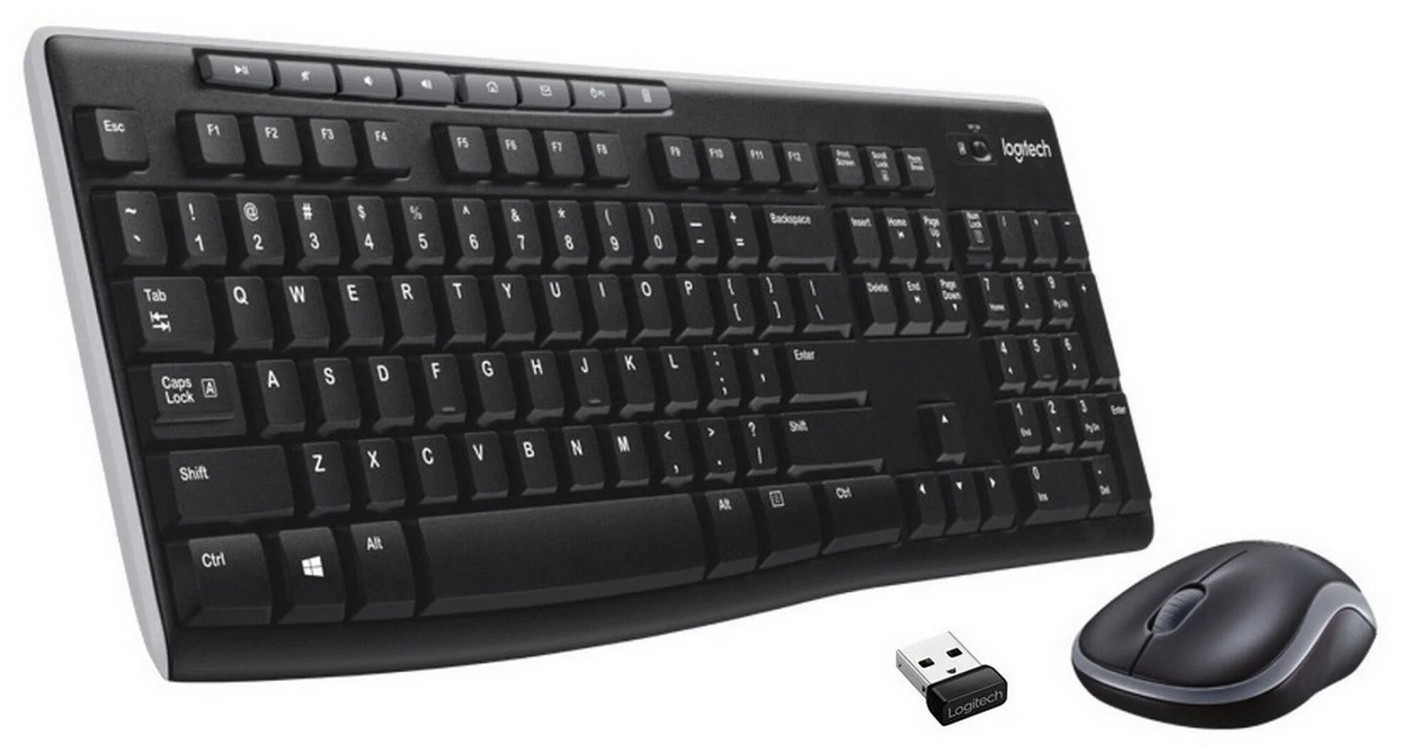 Комплект клавиатура + мышь Logitech Wireless Combo MK270, черный, английская/русская
