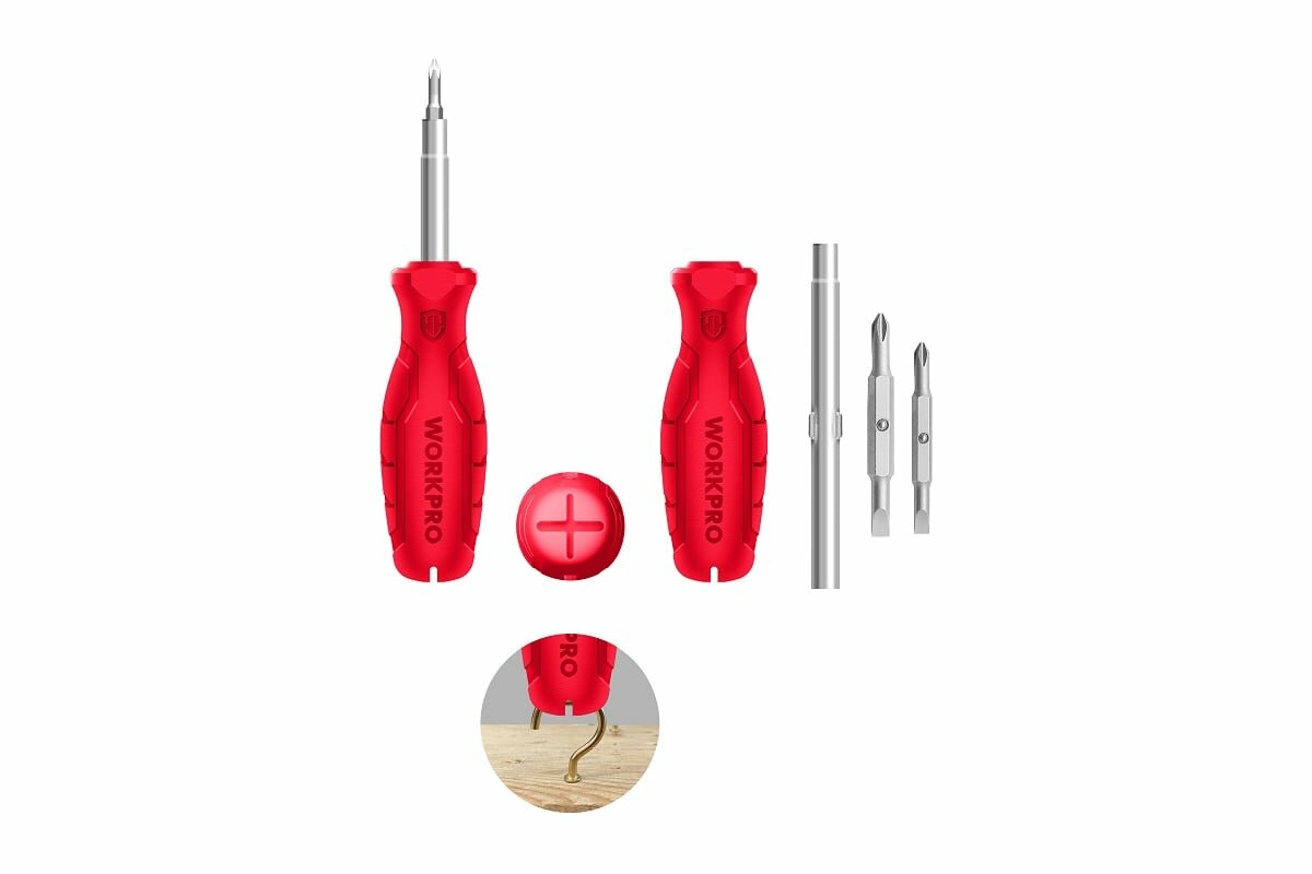 WORKPRO Отвертка 6В1 (5мм, 6мм, PH1, PH2) WP221066