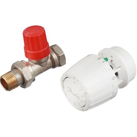 Комплект термостатический Danfoss (Клапан Двухтрубный Прямой RTR-N 013G7014 + термоголовка RTR 7091 013G7091)