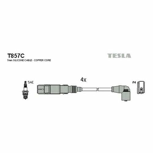 Комплект проводов зажигания Tesla T857C для SEAT Arosa; VW Polo