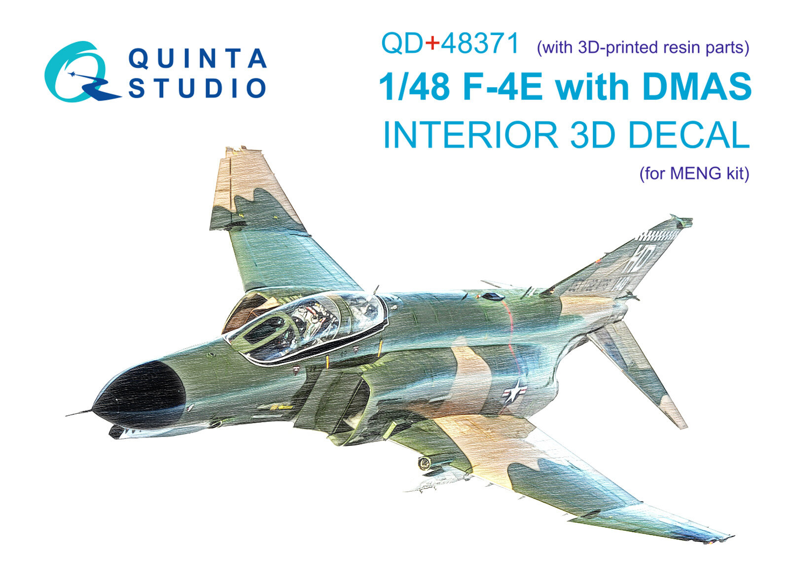 QD+48371 3D Декаль интерьера кабины F-4E c DMAS (Meng) (с 3D-печатными деталями)