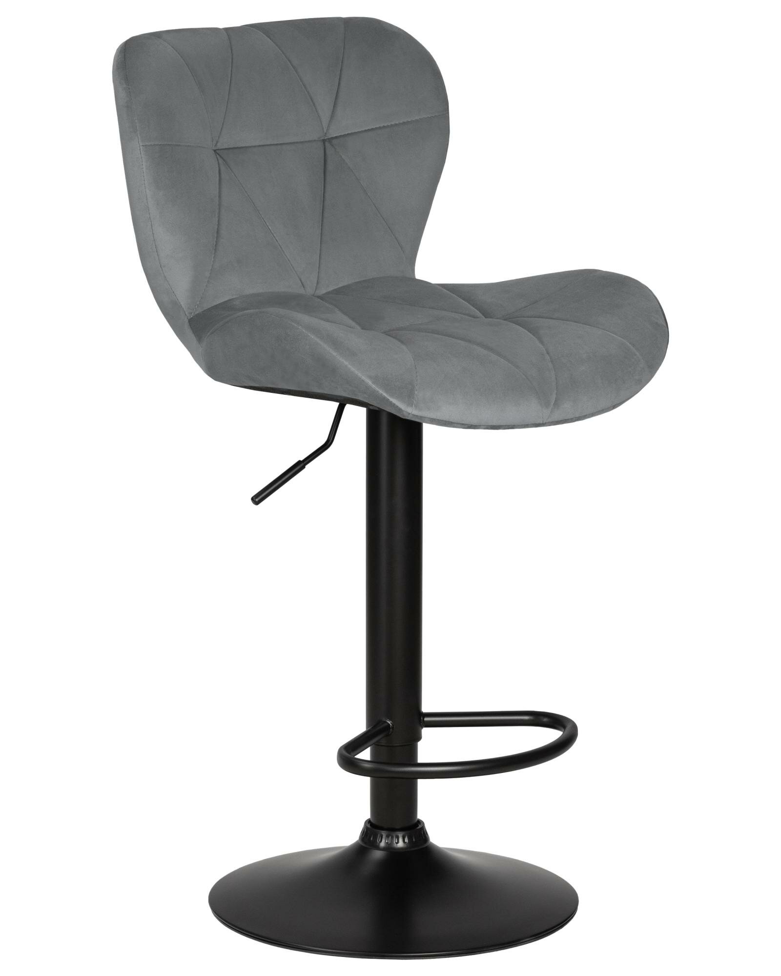 Стул BARNY BLACK (MJ9-75) STOOL MARKET серый, черный, велюр, металл, мягкое сиденье, без подлокотников