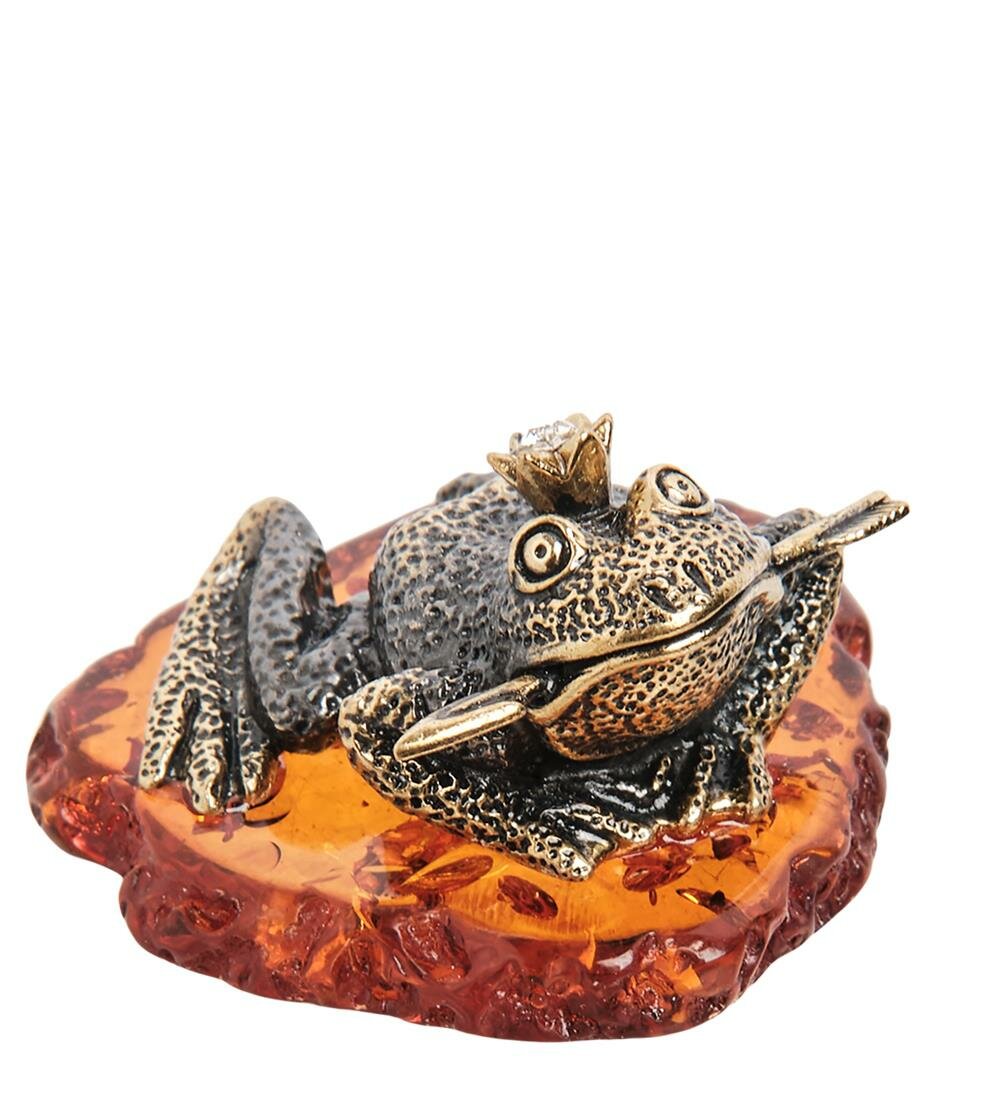 Фигурка Лягушка царевна (латунь, янтарь) A2103924 Народные промыслы, бронзовый