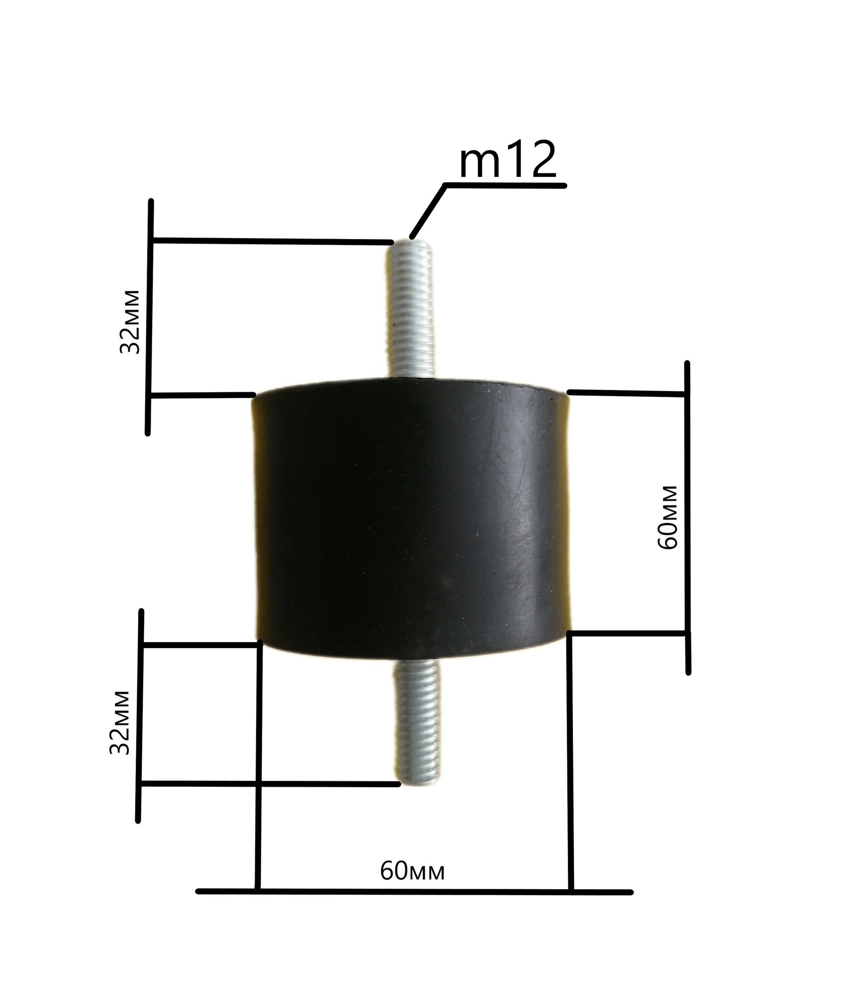 Амортизатор (подушка) для виброплиты (D-60mm, H-60mm.) болт M12