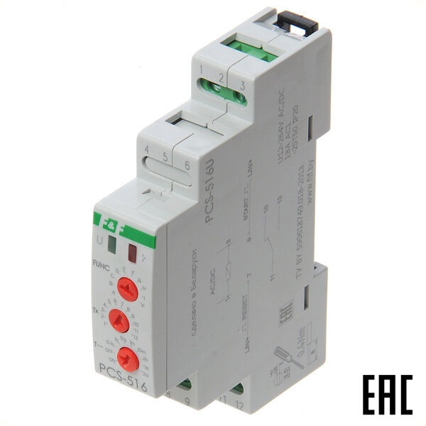 Реле времени PCS-516U многофункциональное, 12-264В AC/DC, 0,1сек- 24сут. 1п Евроавтоматика