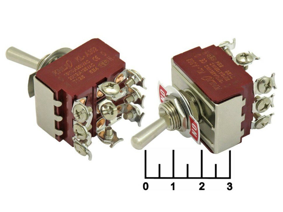 Тумблер 250/16 E-TEN(A)-9210 2-х позиционный с фиксацией 9 контактов (винт)