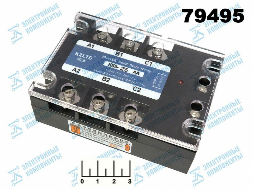 Оптореле трехфазное 90-280VAC 30A/480VAC KS3-25