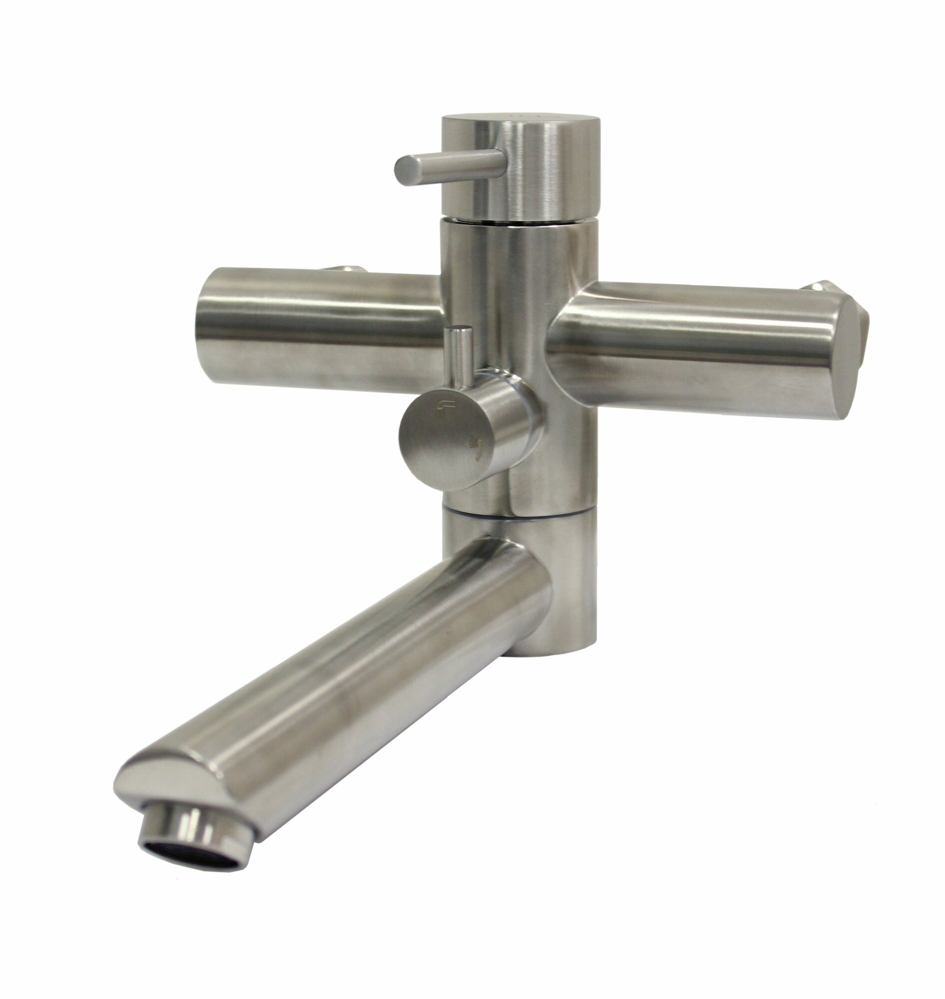 N613. A5 Смеситель NAVAQ однорукий д/ванны, повор. излив 260мм, сатин, нерж. сталь, поворот. дивертор