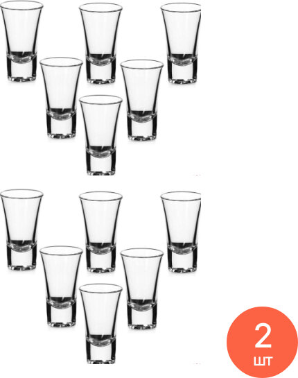 Набор стопок Pasabahce / Пашабахче BOSTON SHOTS прозрачное стекло 60мл, в упаковке 6шт. / рюмки (комплект из 2 шт)