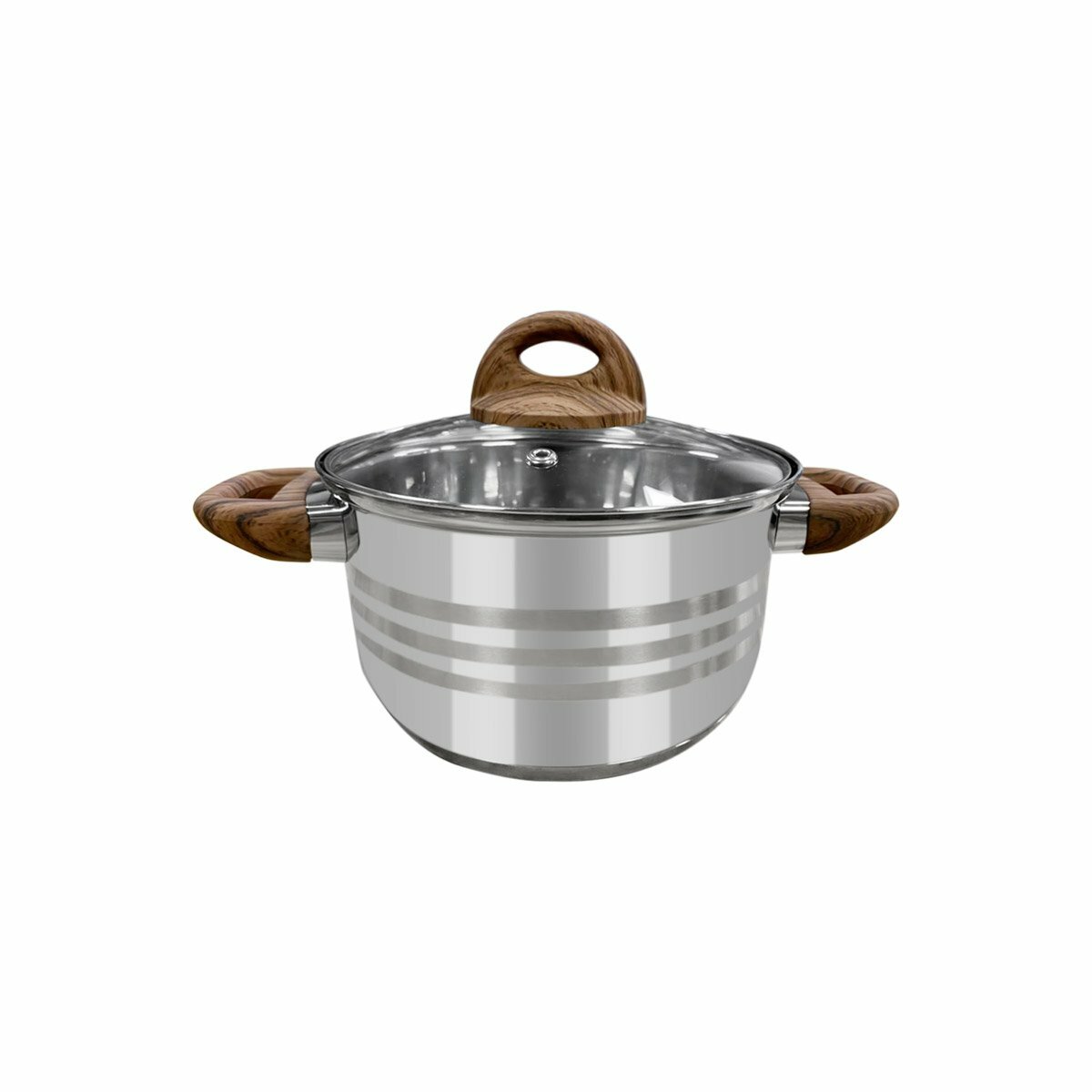 Кастрюля, FORESTA, объем 2,5 л из нержавеющей стали с крышкой с ручками под дерево soft-touch (106801)