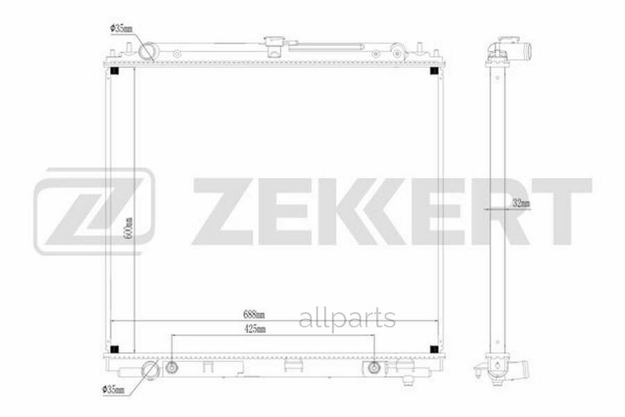 ZEKKERT MK-1098 Радиатор охлаждения двигателя Nissan NP300 Navara (D40) 05- NP300 Pick Up (D22) 08- Pathfinder (R5