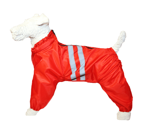Комбинезон-дождевик для американского кокер-спаниеля кобеля, повышенной прочности, со светоотражающими полосами, цвет красный