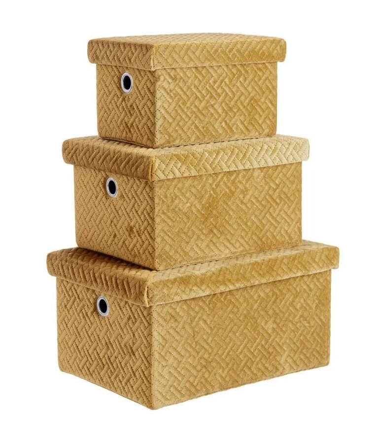 Коробка для хранения набор 3 шт BIZZOTTO AVERIL OCHRE 0219027 240х170х140h;290х230х160h;360х260х180h