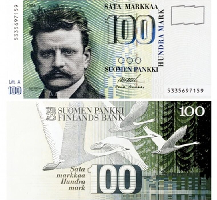 100 марок 1986 Litt.A, Финляндия, сувенирная копия, банкноты и купюры редкие коллекционные