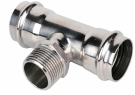 Пресс-тройник из нержавеющей стали с наружной резьбой 22mm*1/2*22mm, TIM, арт. ZTI.533.220422, ZTI.533.220422