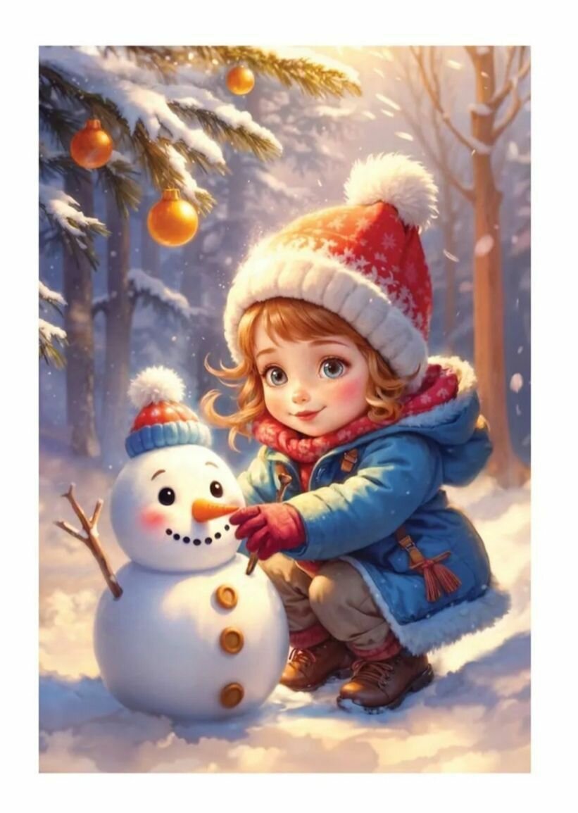 Пазлы "Новогодний. Девочка" 260 элементов 220х330 мм, HATBER