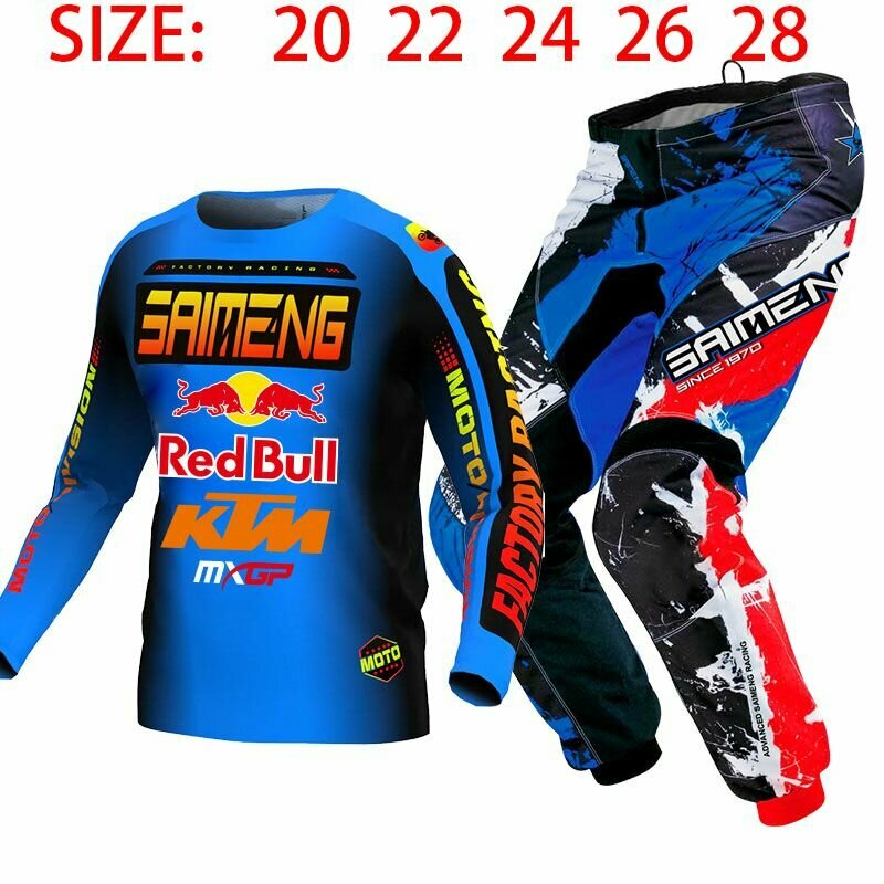 Новый 2024 ребенок Red Bull гоночный костюм мотокросс Джерси и штаны MX ATV Dirt Bike Gear Set мотоциклетная одежда mtb enduro