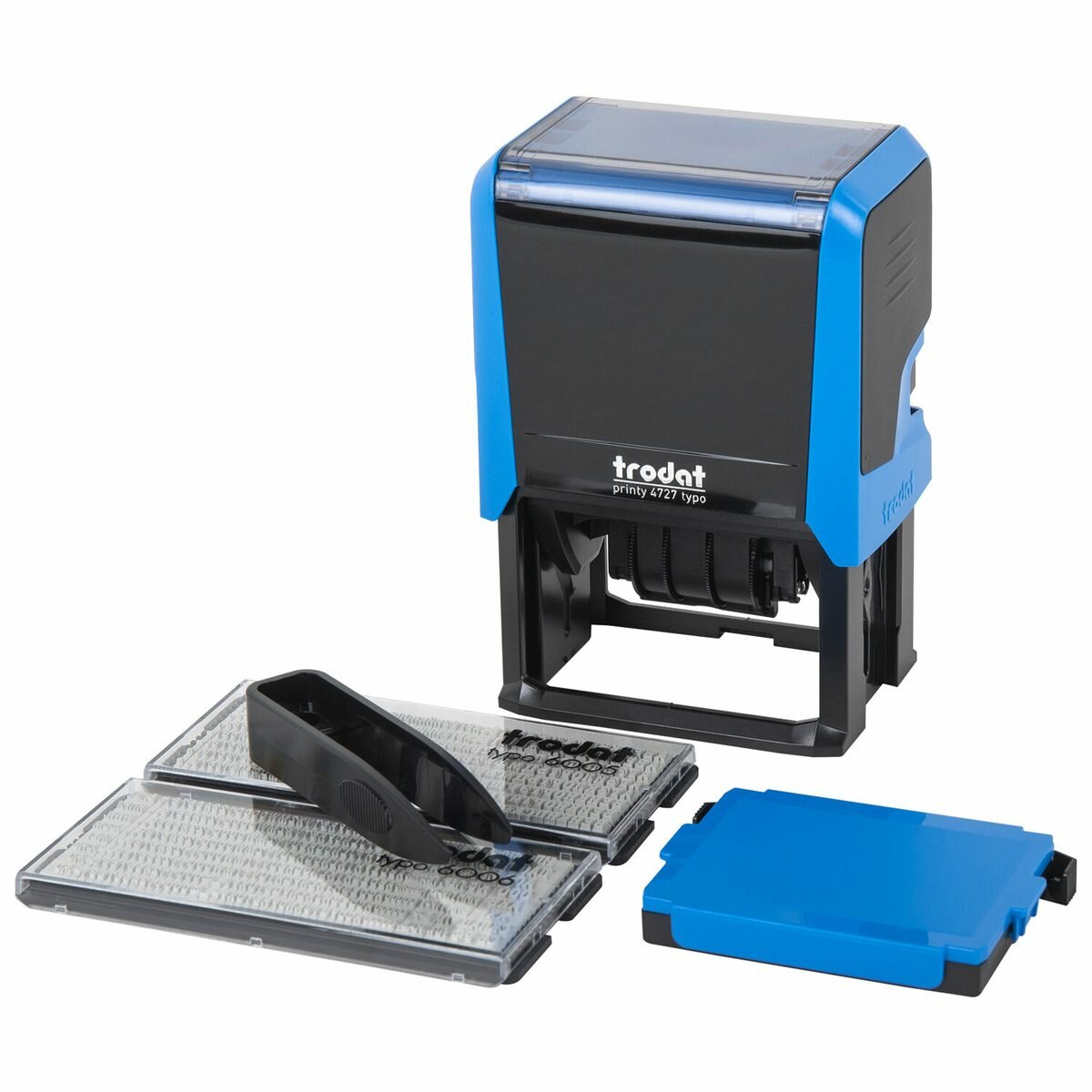 Датер автоматический самонаборный Trodat 4727Bank (60x40мм, 6 строк+дата, синий, кассы в комплекте) (62256)