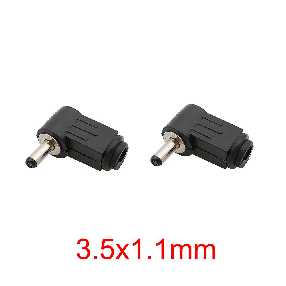 2 шт. L-образный штекерный разъем питания постоянного тока, 90 градусов, металлический, 3.5x1.1mm