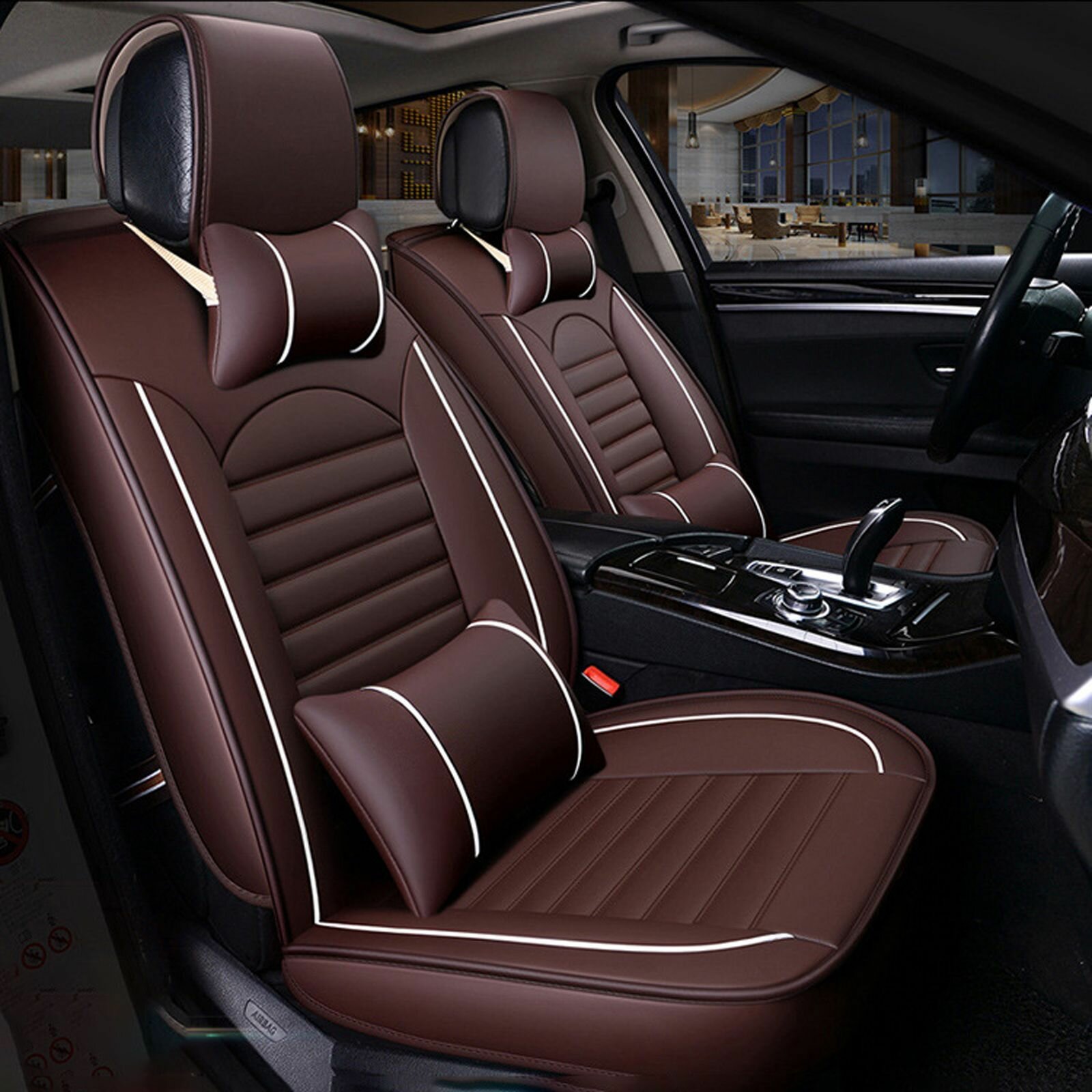 Универсальные чехлы на сиденья 5-местные - полная защита, кожаный материал, всесезонные