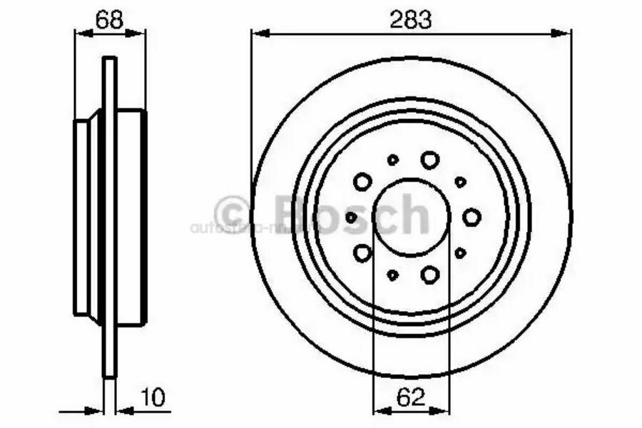 BOSCH 0986478445 Тормозной диск VOLVO S70 97-00, V70 I 97-00 2.3-2.5 R