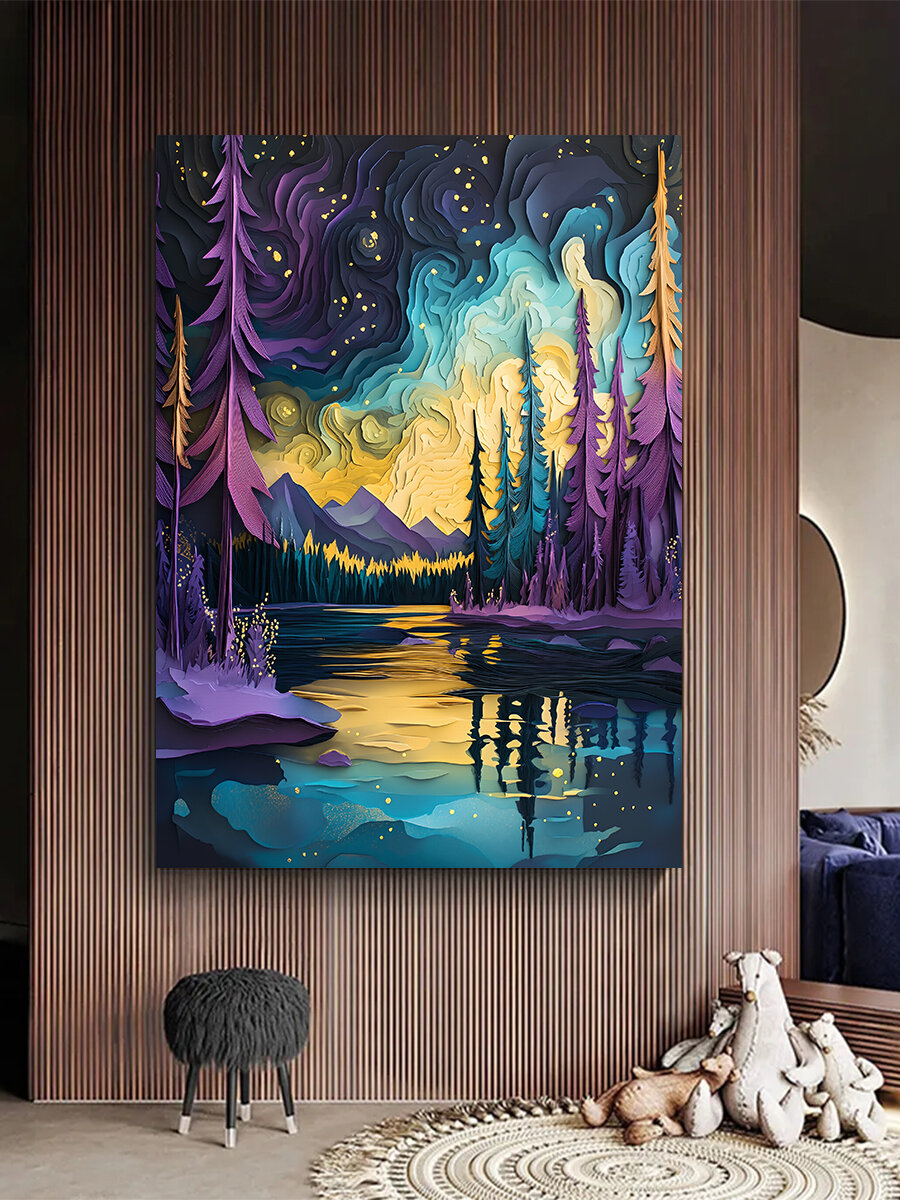 Пейзаж / природа, картина 3д / объемная, постер на холсте, 20х30 см, киригами