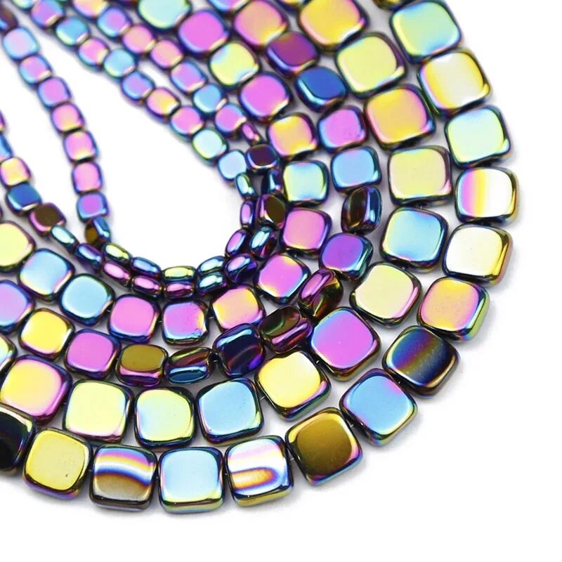 Гематитовые бусины ZHBES 4/6/8 мм синие, зеленые 8MM About 48pcs, Multicolored