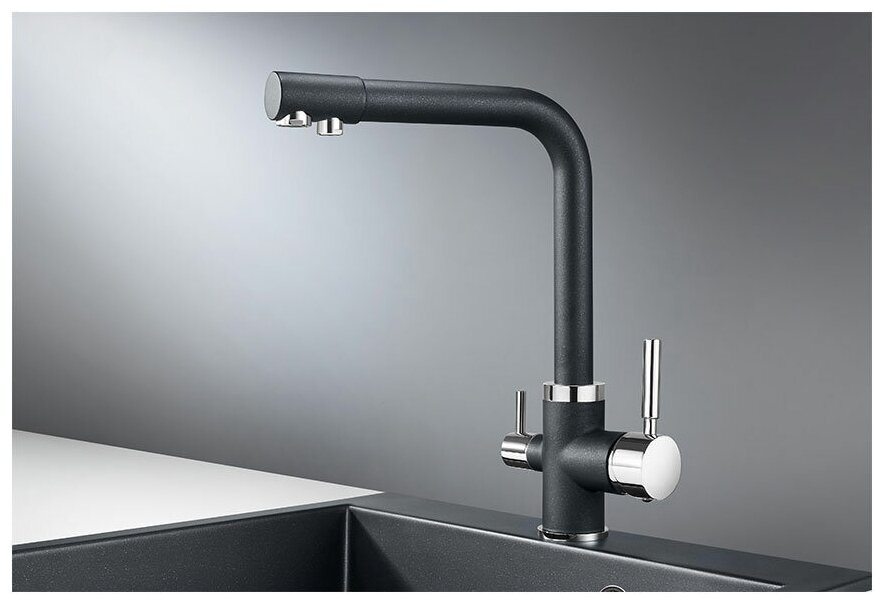 Кухонный смеситель GRANULA 2015, шварц (чёрный металлик)