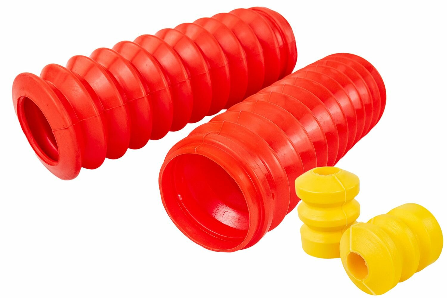 Красные силиконовые пыльники амортизаторов задней подвески с отбойниками для ВАЗ 2108-21099, 2110-2112, 2113-2115, Лада Калина, Приора, Гранта