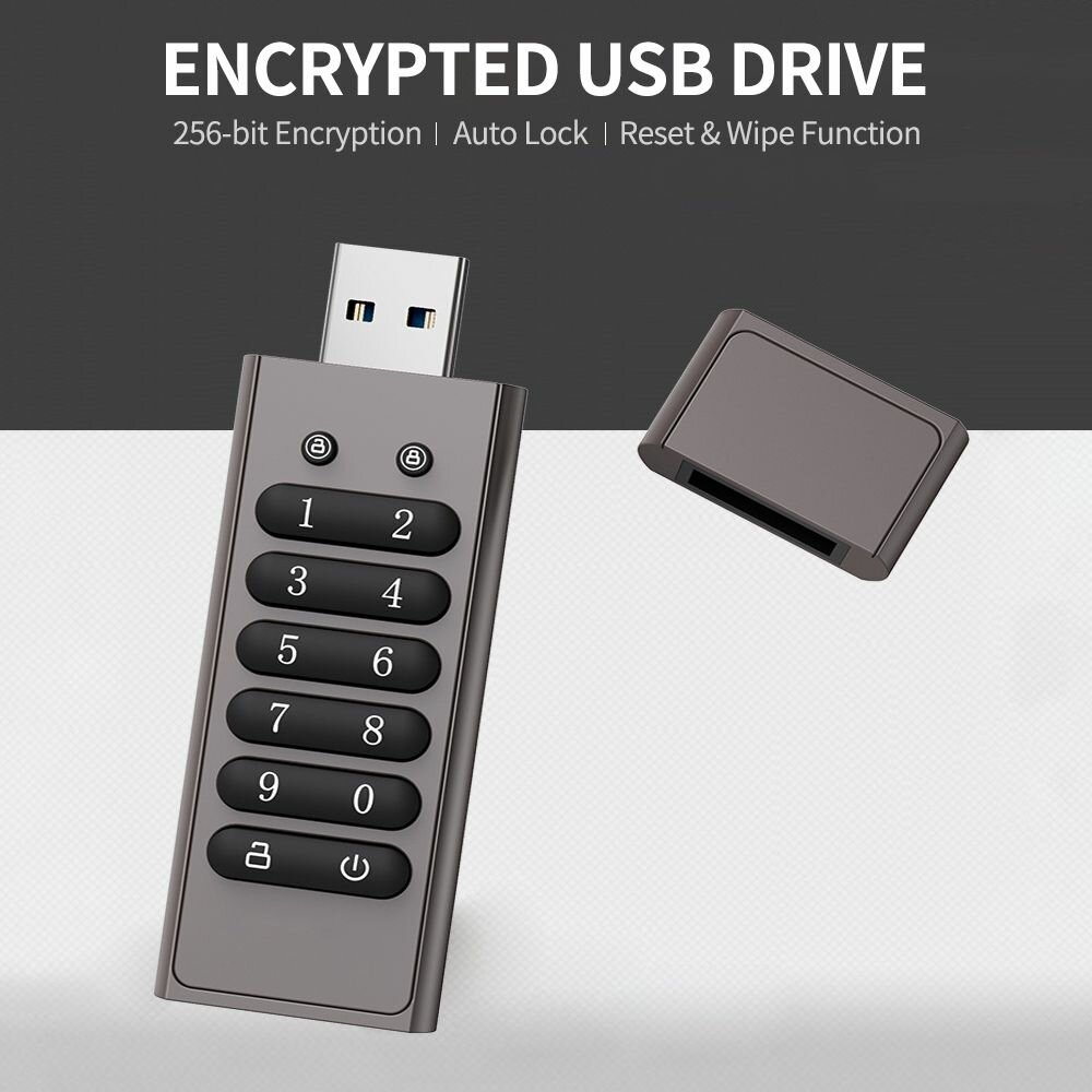 USB-накопитель емкостью 32 ГБ с 256-битным шифрованием, серый U-диск с защитой паролем и функцией автоматической блокировки сброса и очистки, высокоскоростная передача данных USB3.0
