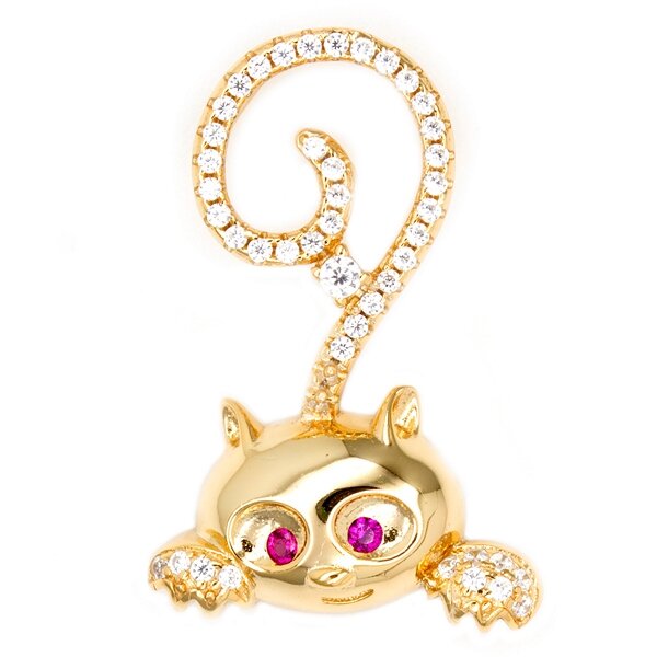 Подвеска, серебро, 925 проба, золочение, фианит