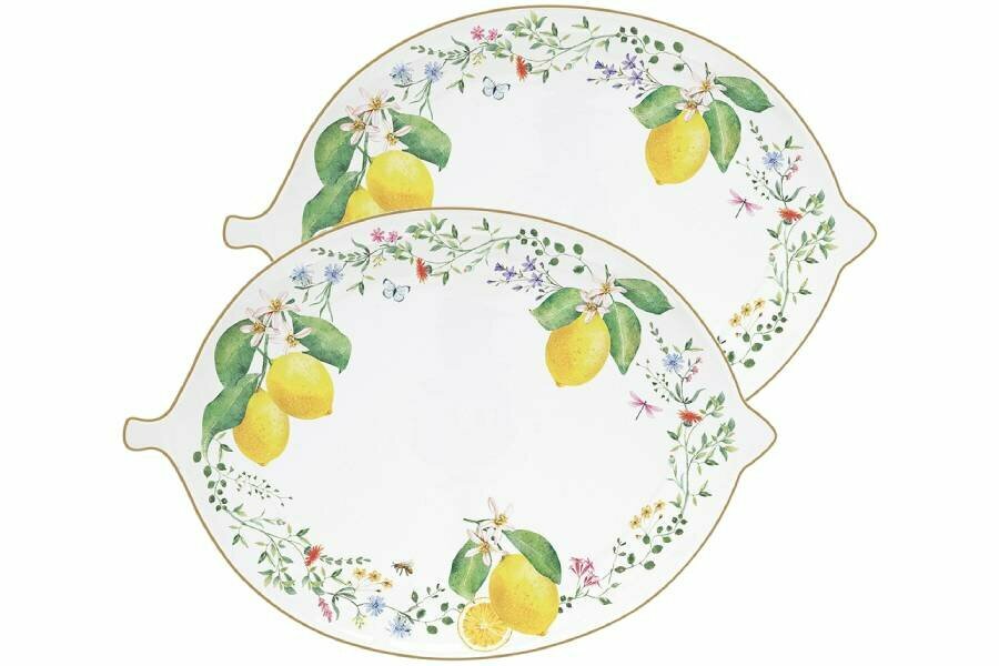 Набор 2 блюда, 30х21,5 см, фарфор P, овальных, белое, Цветы и лимоны, Fleurs et Citrons (Easy Life)