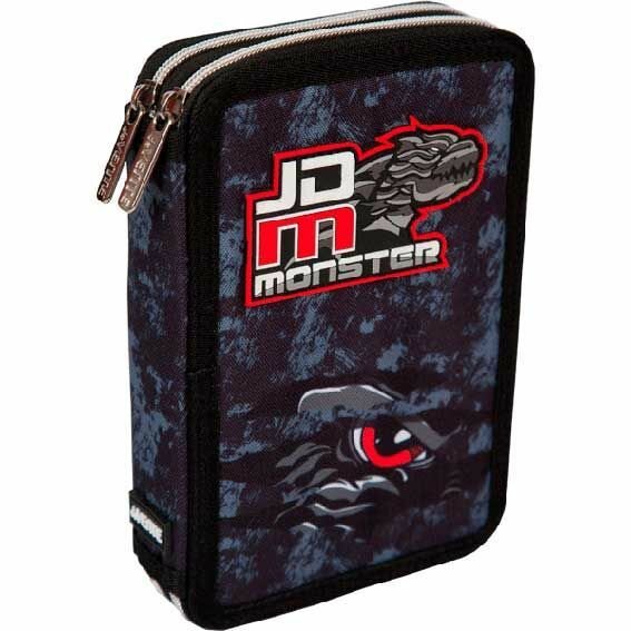 Пенал deVENTE 2 отделения, 205х140х52, "JD Monster" текстиль, на молнии (7012336)