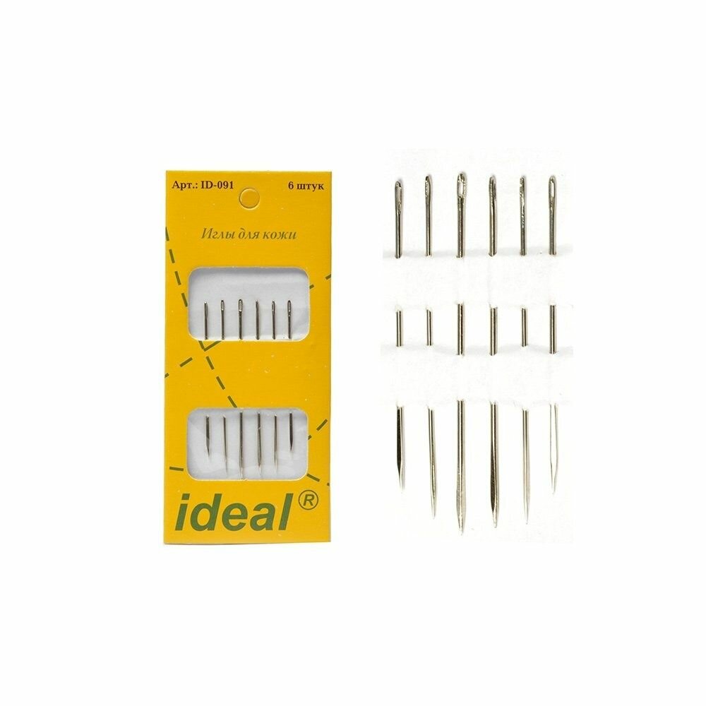 Иглы швейные IDEAL ручные, для кожи, 6 игл (IDEAL. ТВ. ID-091)