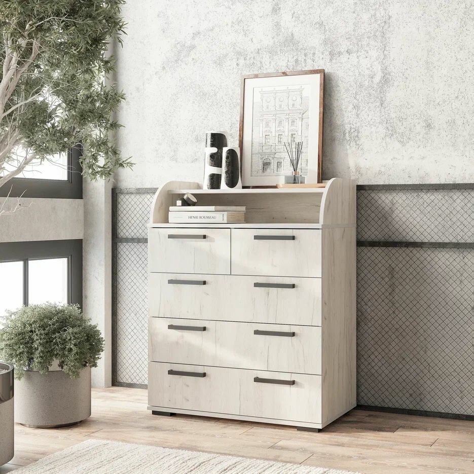 Комод Стандарт-1с ящиками для одежды и вещей, ЛДСП Крафт белый, БТС