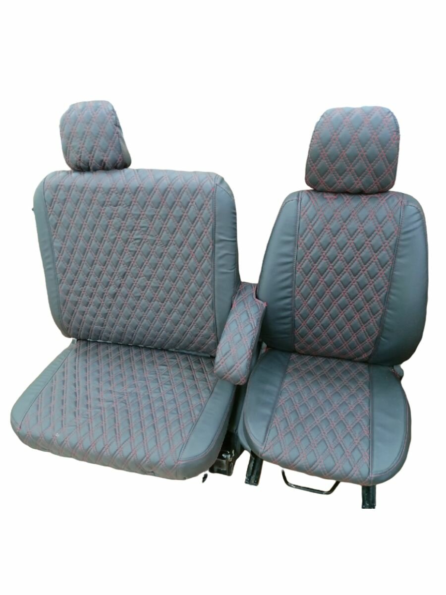 Чехлы сидений на УАЗ 236021 профи (красная строчка)